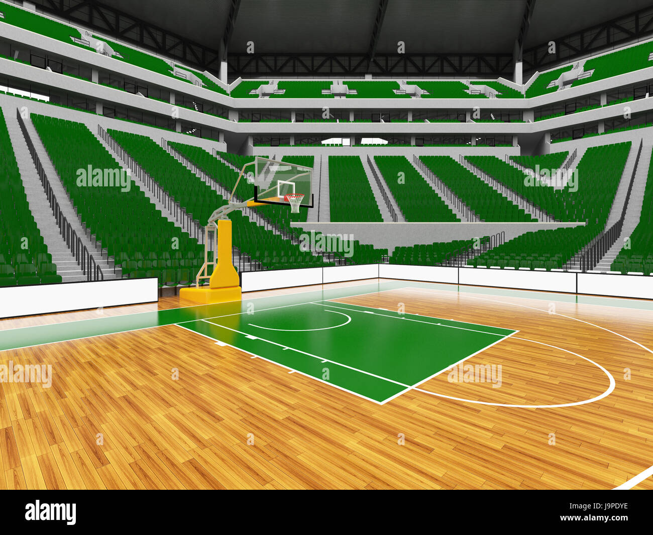 3D render of beautiful sports arena for basketball with floodlights ...