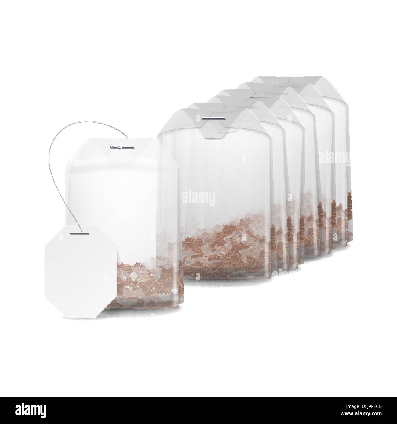 Realistic Tea Bag Mock Up With Empty White Label. Isolated Stock Vector ...