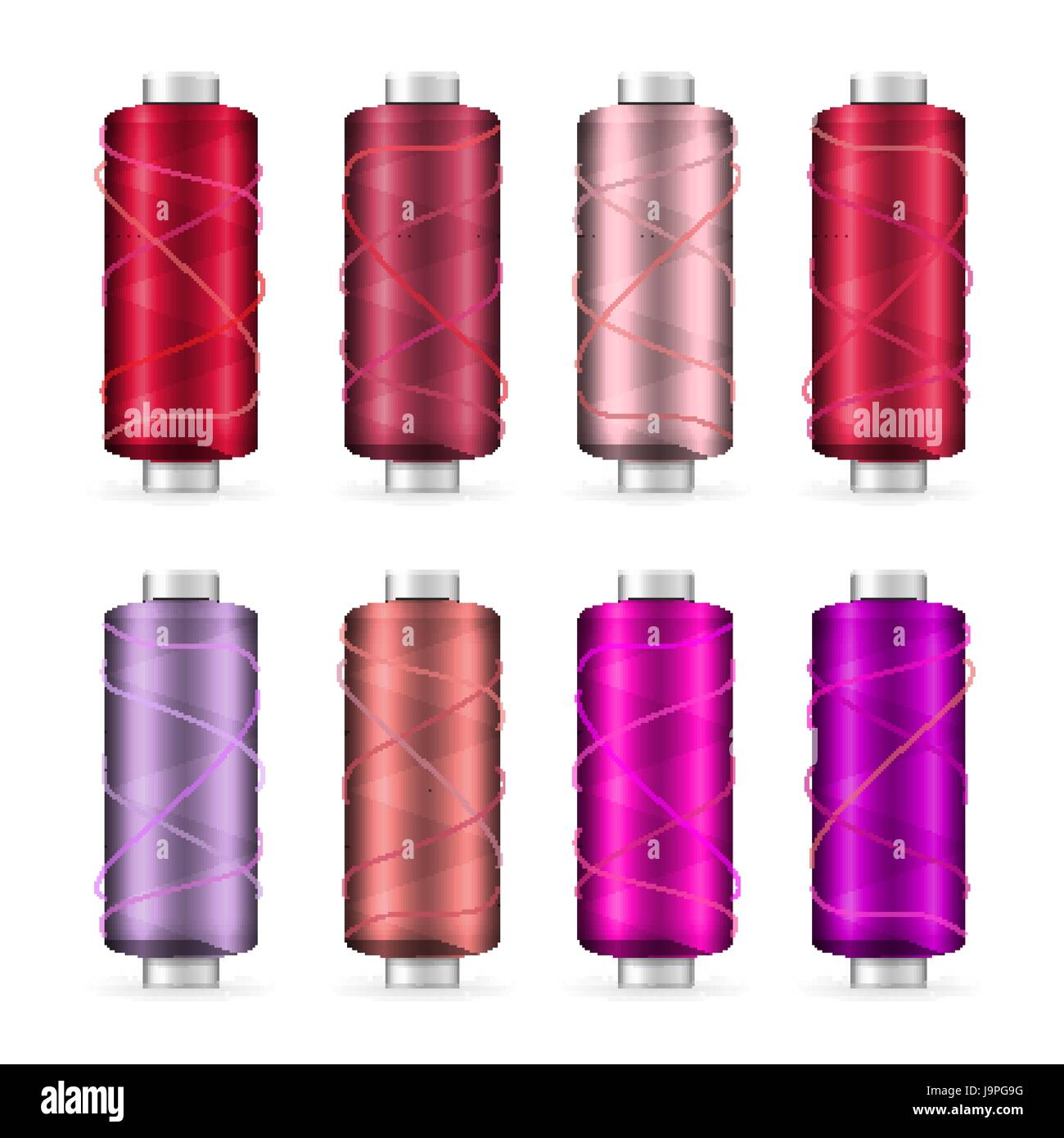 Thread Spool Set. Bright Plastic Bobbin. Isolated On White Background For Needlework And ...