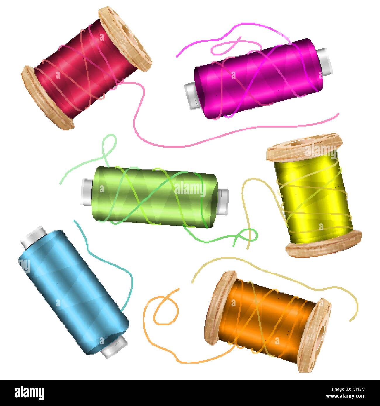 Thread Spool Set Background. For Needlework And Needlecraft. Stock Vector Illustration Of Yarn ...