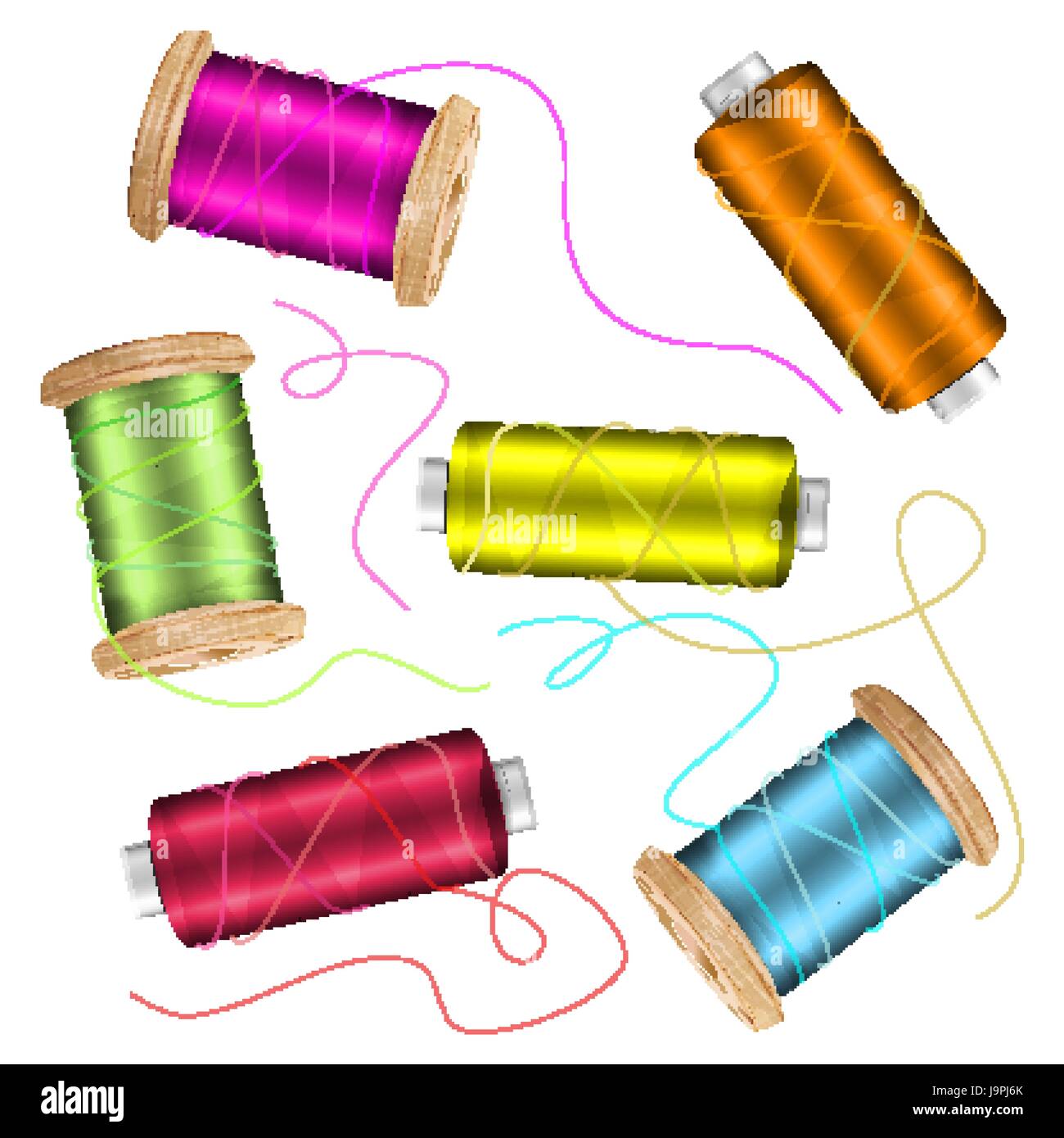 Thread Spool Set Background. For Needlework And Needlecraft. Stock Vector Illustration Of Yarn ...