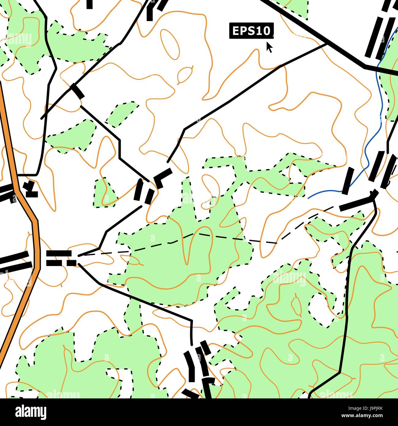 Topographic Map Background Concept With Roads, Forests, Settlements ...