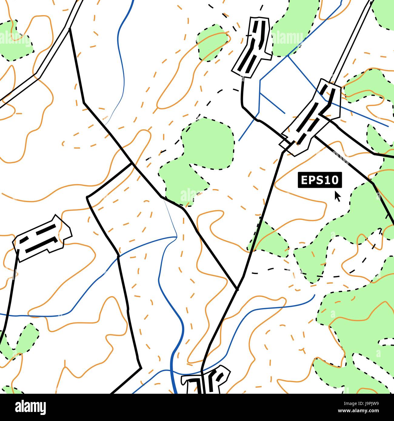 Topographic Map Background Concept With Roads, Forests, Settlements ...