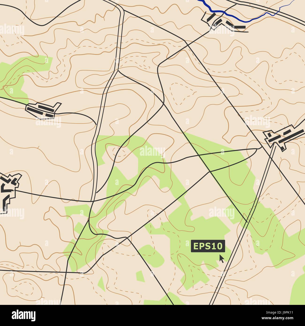 Topographic Map Background Concept With Roads, Forests, Settlements ...