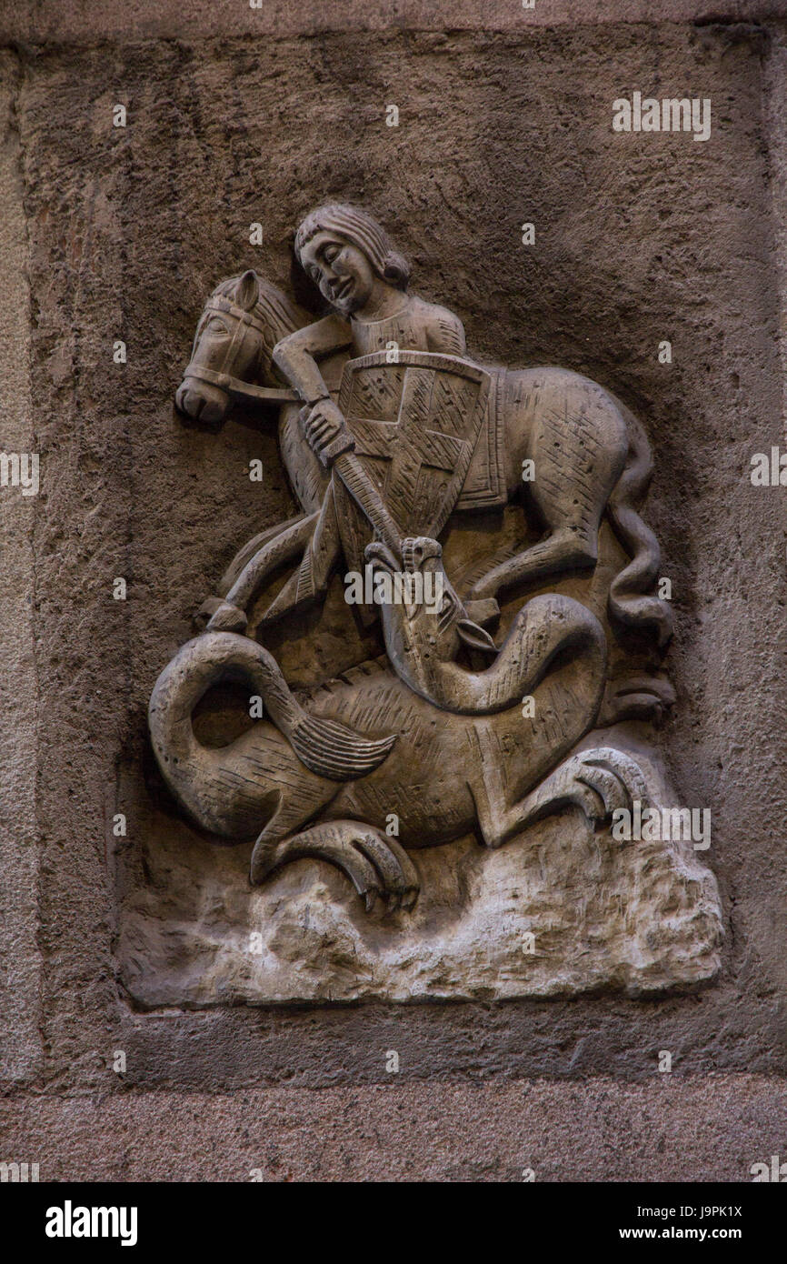 This ancient relief sculpture in Barcelona's old town depicts St ...
