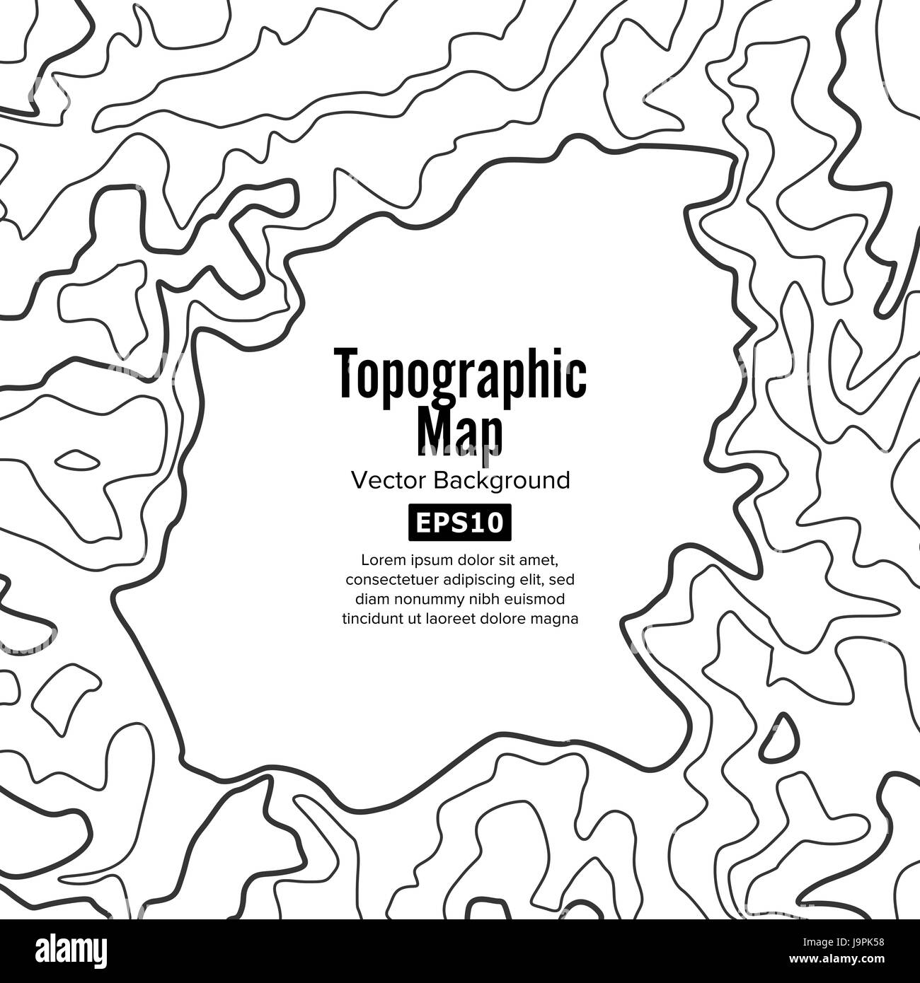 Contour Topographic Map Vector. Geography Wavy Backdrop. Cartography ...