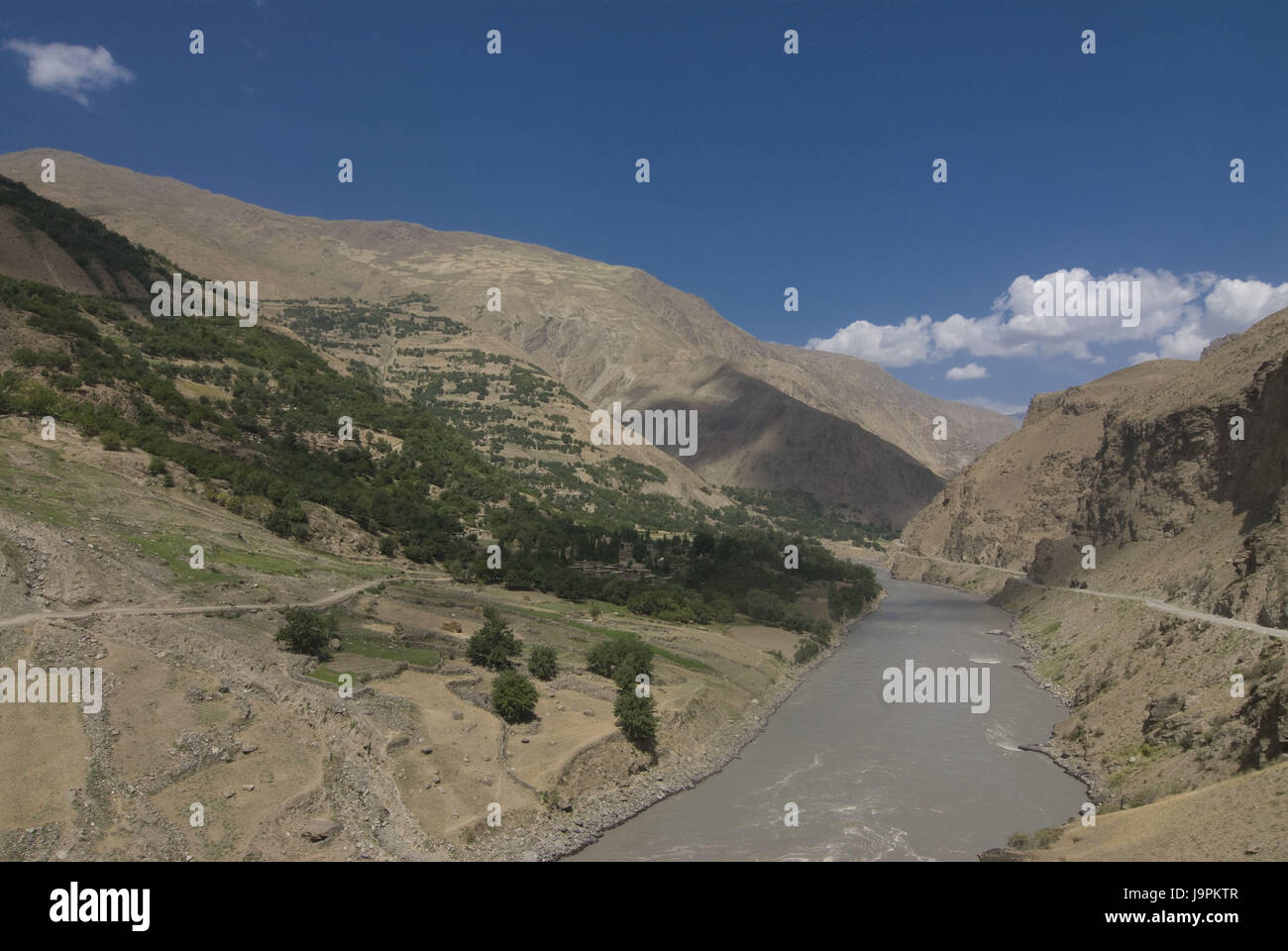 River flection along Dushanbe to Khorog in the Pamir,Tajikistan Stock ...