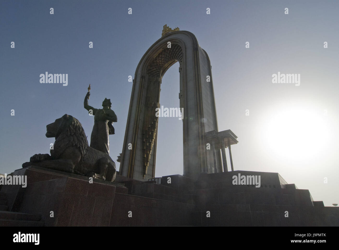 Statue of Ismail Samani,Ismoili Somoni,as a memory,Duschanbe,Tajikistan ...