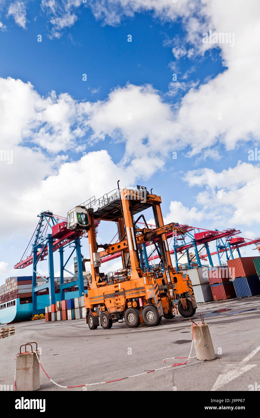 blue, tower, industry, traffic, transportation, harbor, container, pier ...