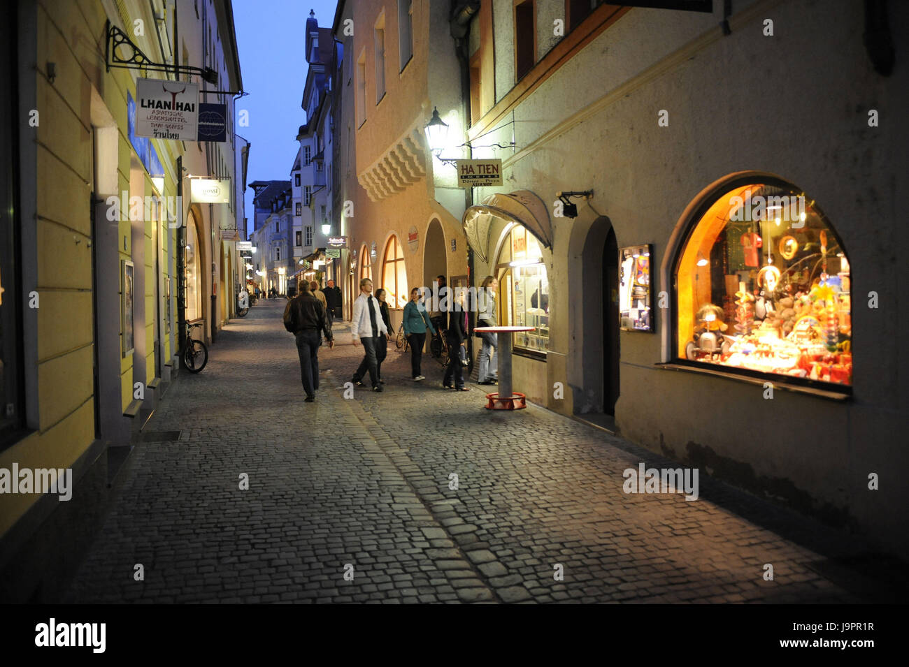 Old town lane with old house facades at dusk hi-res stock photography ...