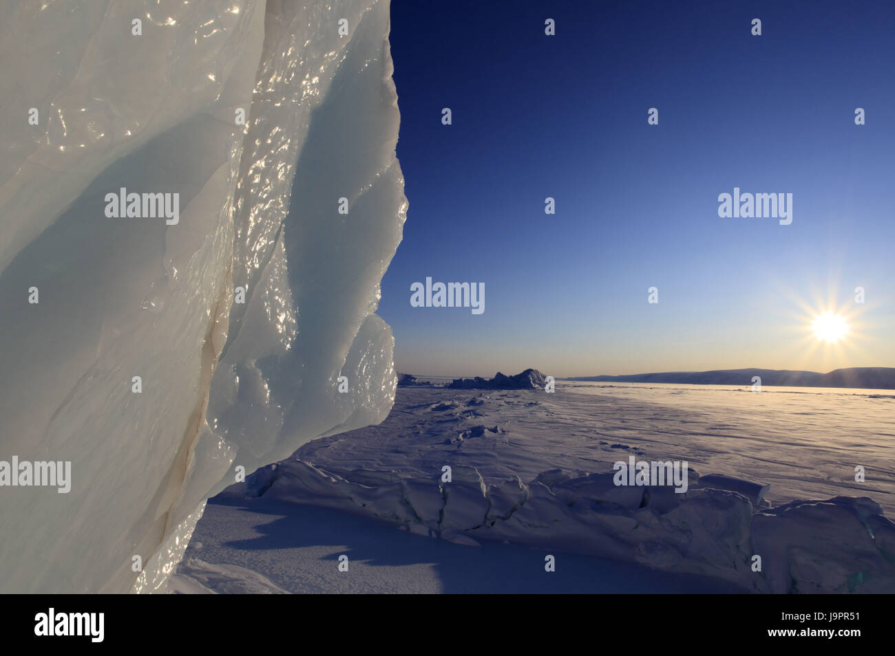 Greenland,Qaanaaq,sea icebound,iceberg,scenery,back light Stock Photo ...