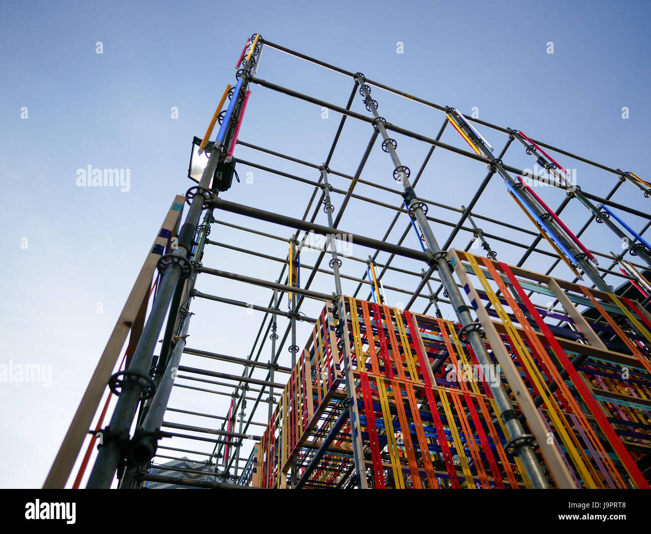 Low Angle View Part of Stage Structure with Colorful Fabric Stock Photo ...