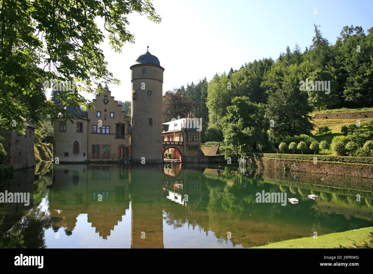 Germany,Bavaria,Spessart,moated castle Mespelbrunn,Europe,South Germany ...