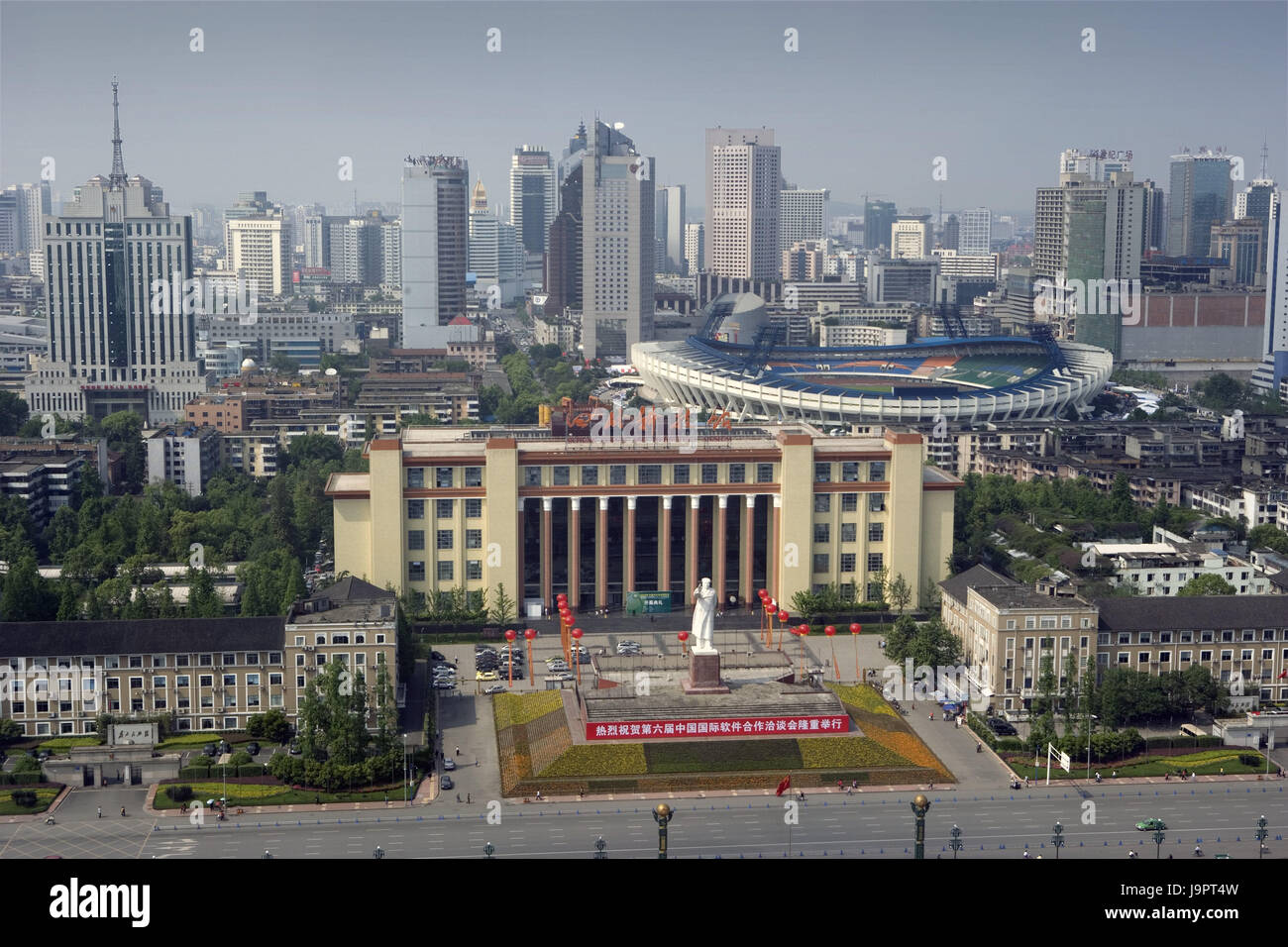 China,Sichuan,Chengdu,town view,museum,Mao-Statue,Asia,Eastern Asia ...