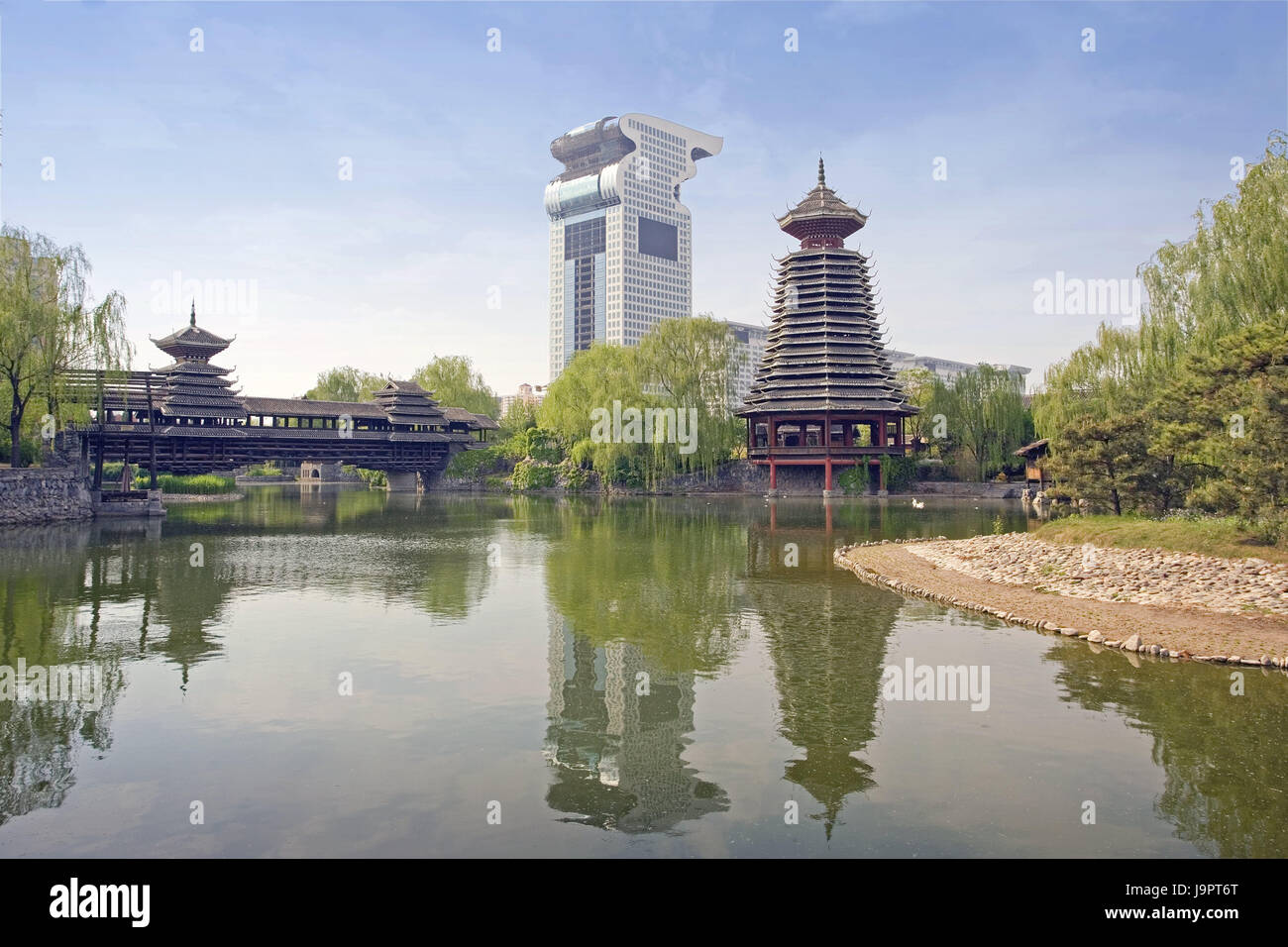China,Peking,Chinese Ethnic Culture Park,pond,pagodas,Asia,Eastern Asia ...