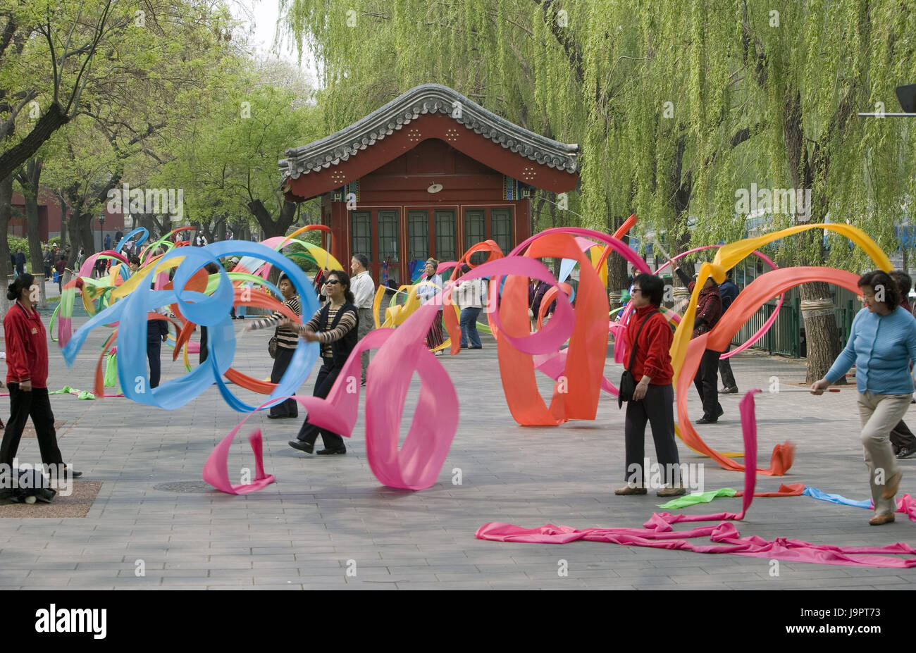 China,Peking,Beihai park,women,cords,brightly,motion,Asia,Eastern Asia ...
