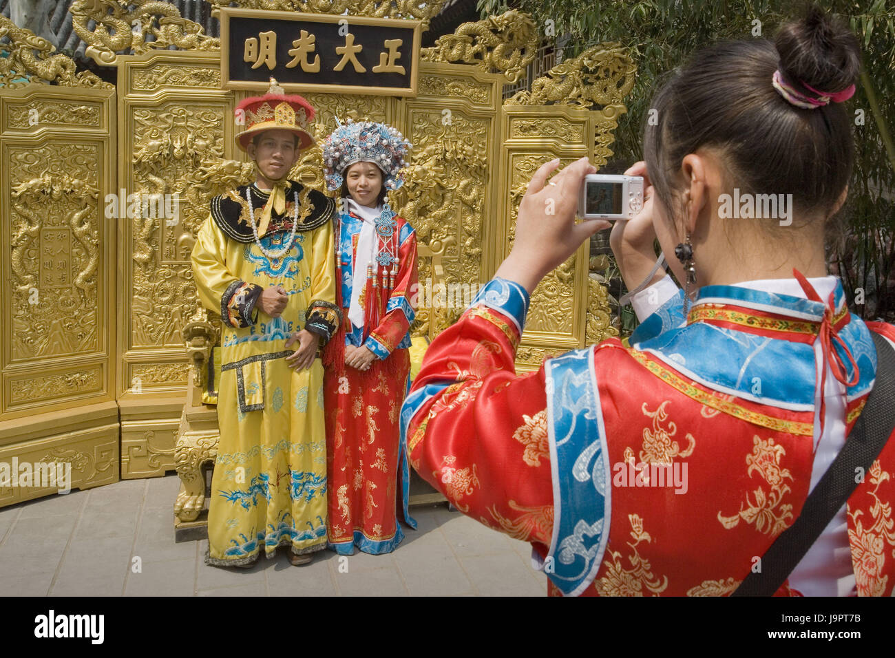 China,Peking,Beihai park,temple,couple,costumes,national costume ...