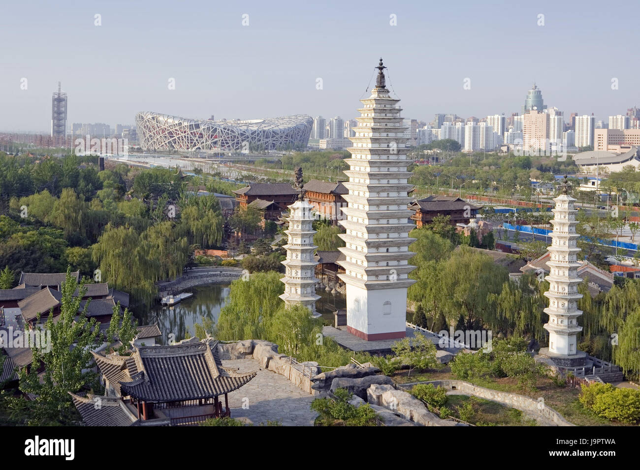 China,Peking,town view,Ethnic Chinese Cultural Park,pagodas,Olympic ...