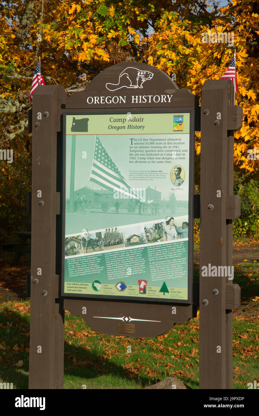 Camp Adair history board, EE Wilson Wildlife Area, Oregon Stock Photo ...