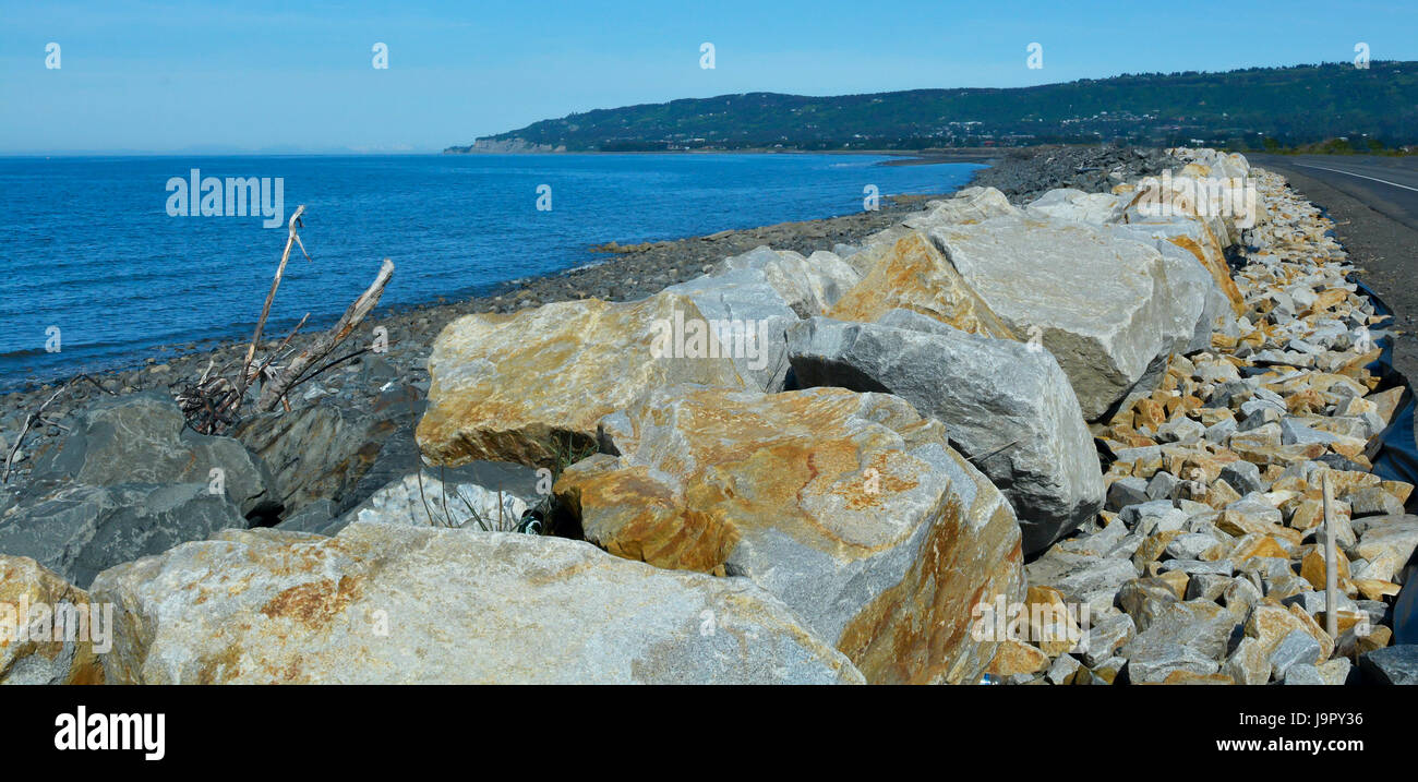 Brand new rock forms the top of Homer's Spit sea wall Stock Photo - Alamy