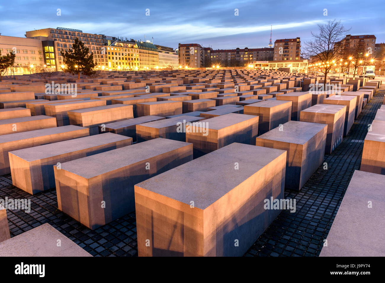 Panoramic view of famous Jewish Holocaust Memorial near Brandenburg ...