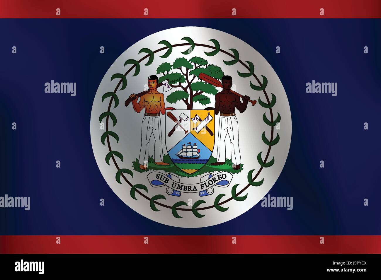 Flag of Belize with a little Waving, Shading & Flag Colors separated ...