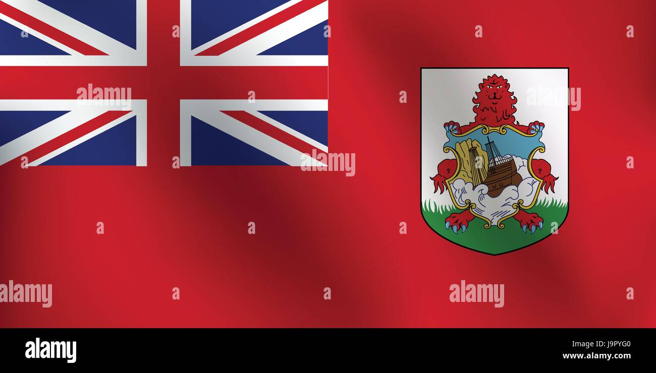Flag of Bermuda with a little Waving, Shading & Flag Colors separated ...