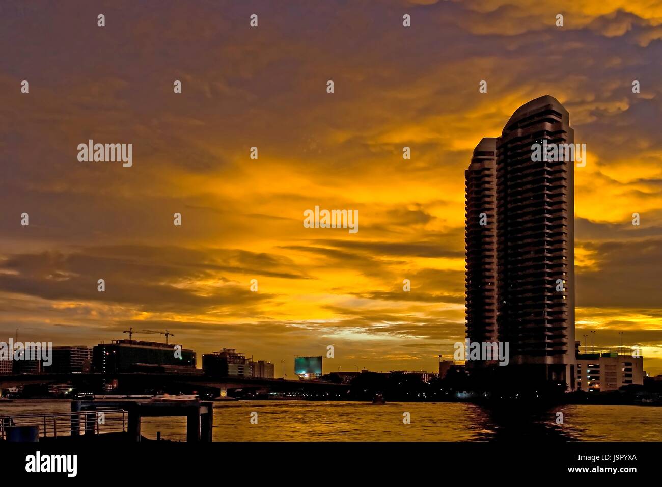 night, nighttime, sunset, bangkok, skyline, dusk, skyscrapers ...