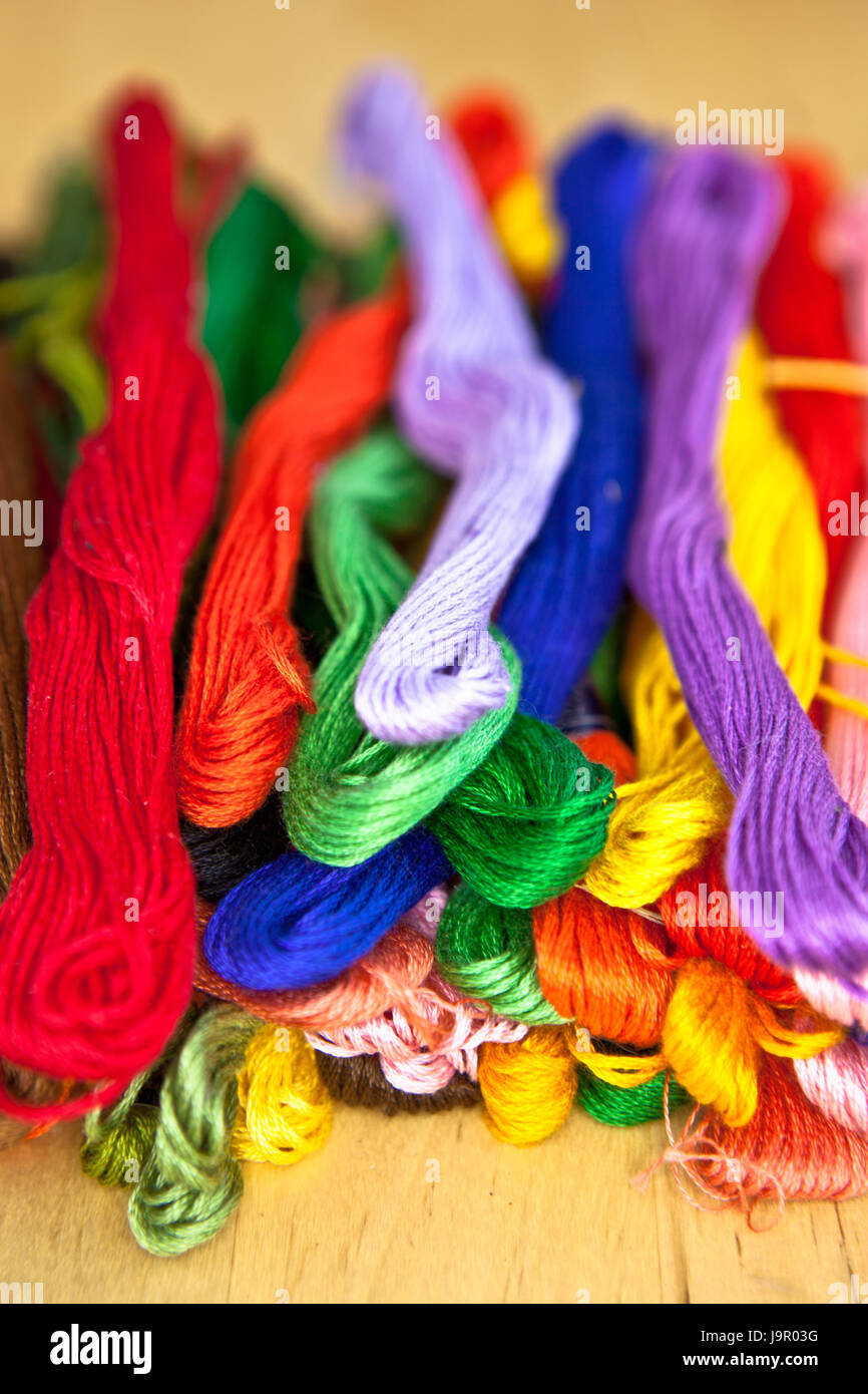 colorful embroidery thread Stock Photo - Alamy