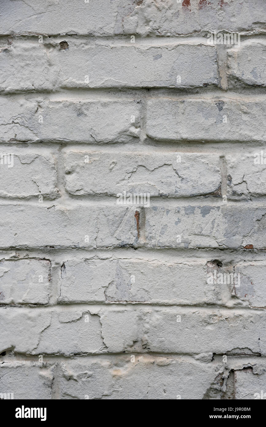 Fragment of whitewashed old brick wall, natural background Stock Photo ...