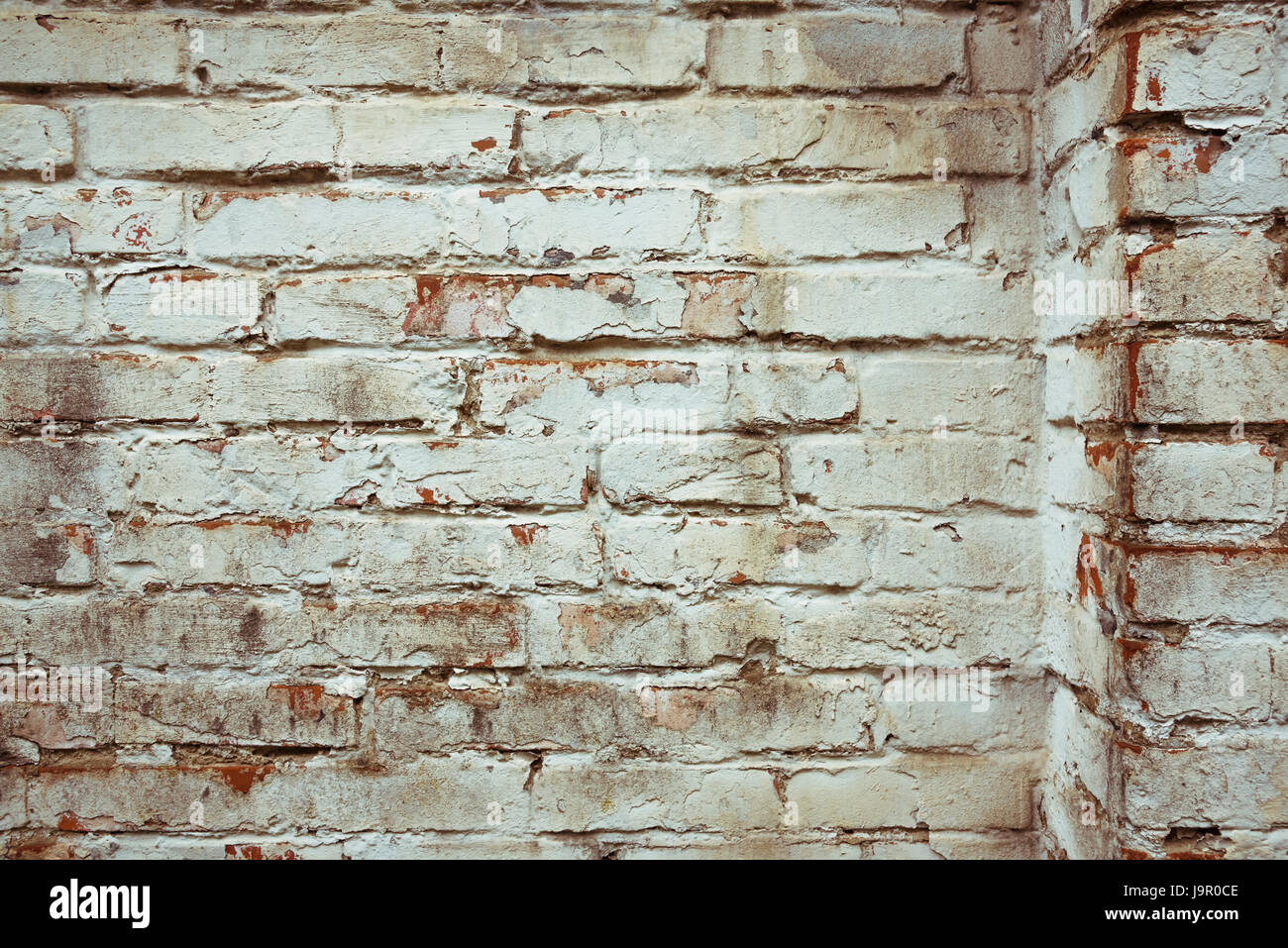 Fragment of whitewashed old brick wall, natural background Stock Photo ...