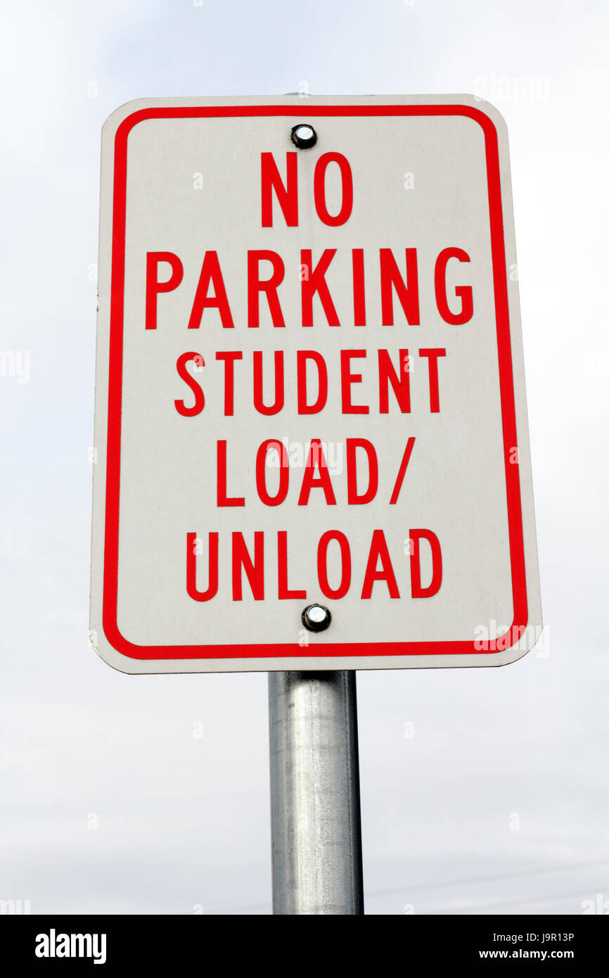 no, load, student, parking, sign, unload, outdoors, not, public, silver ...