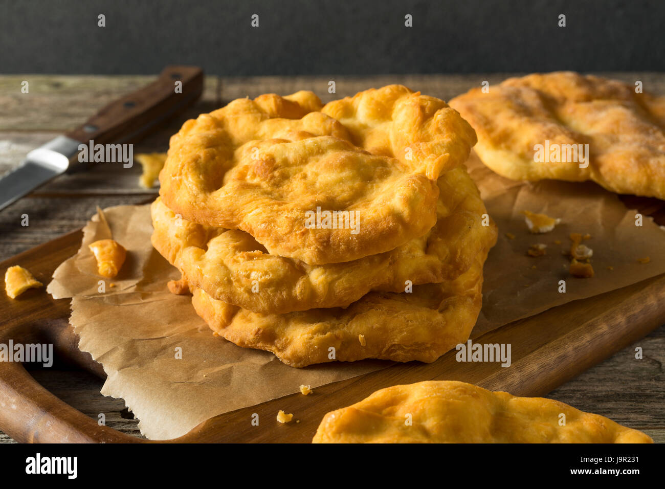 Homemade Deep Fried Indian Flatbread Ready to EAt Stock Photo - Alamy