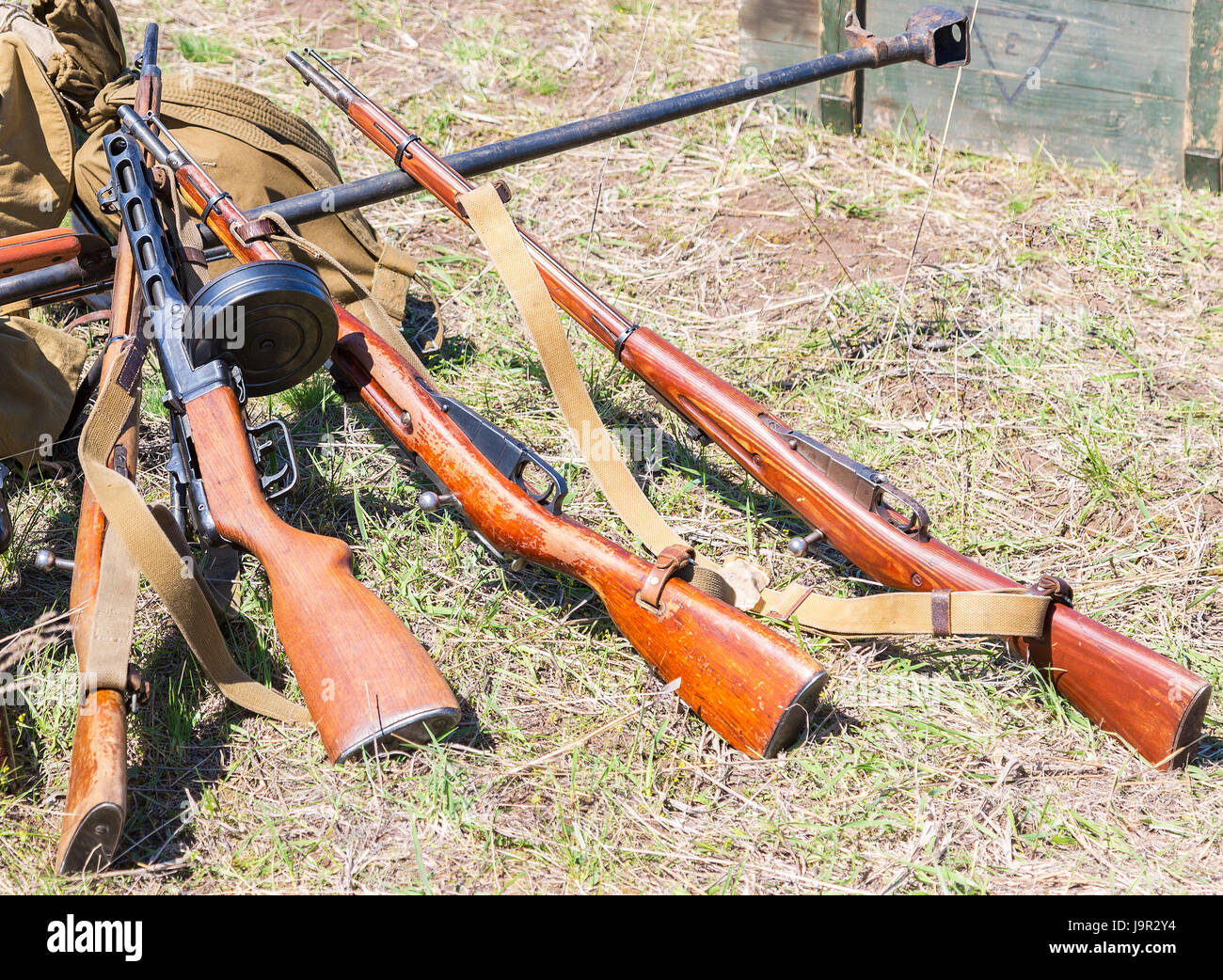 Russian retro weapons. Samples of Soviet vintage small arms Stock Photo ...
