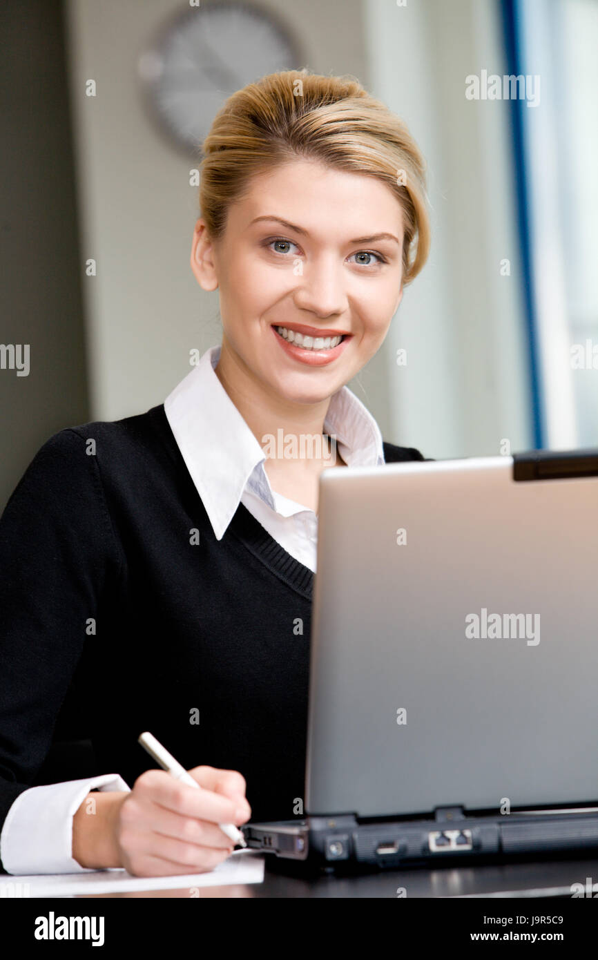 woman, office, laptop, notebook, computers, computer, laugh, laughs ...