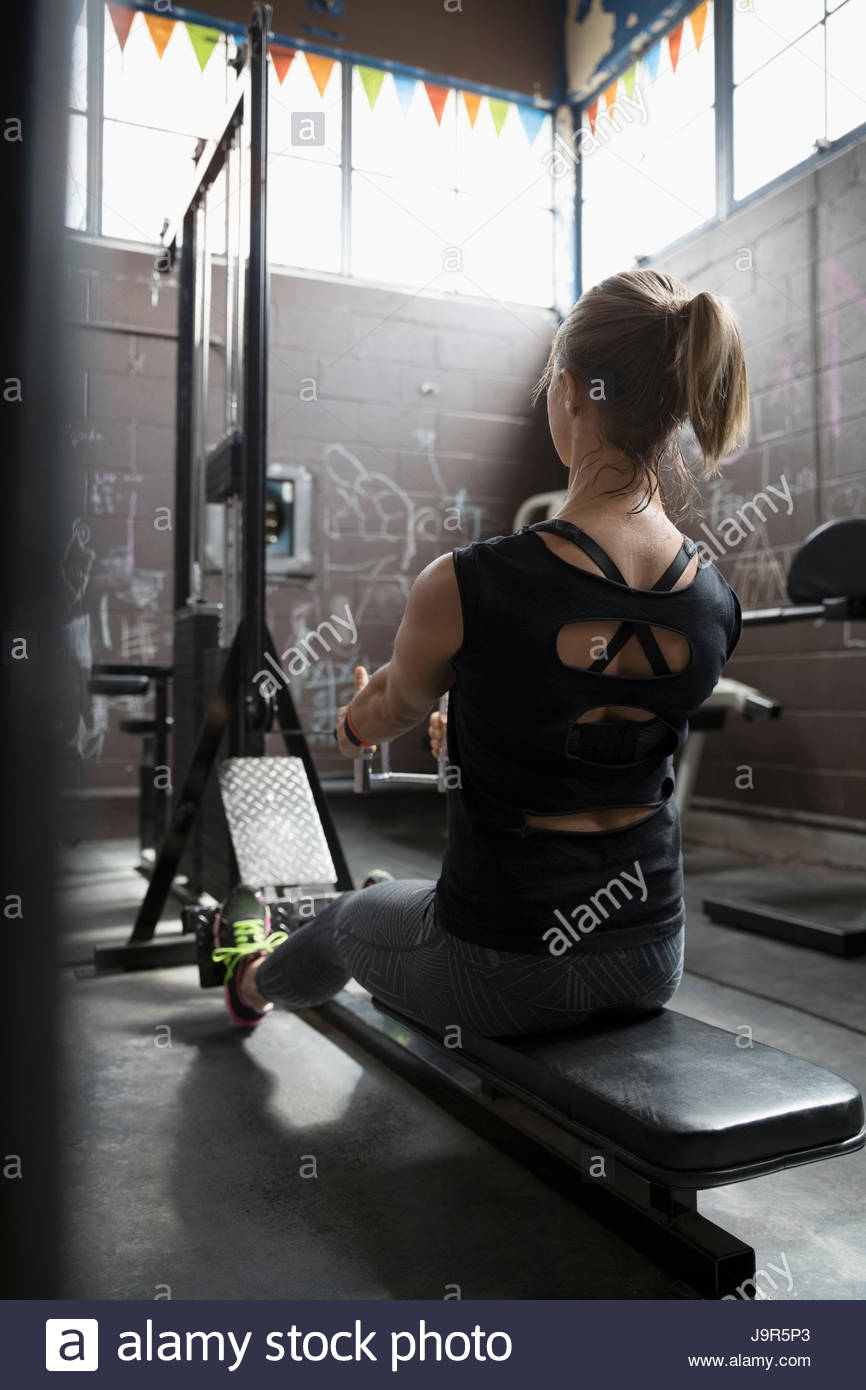 Woman seated gym indoors hi-res stock photography and images - Alamy