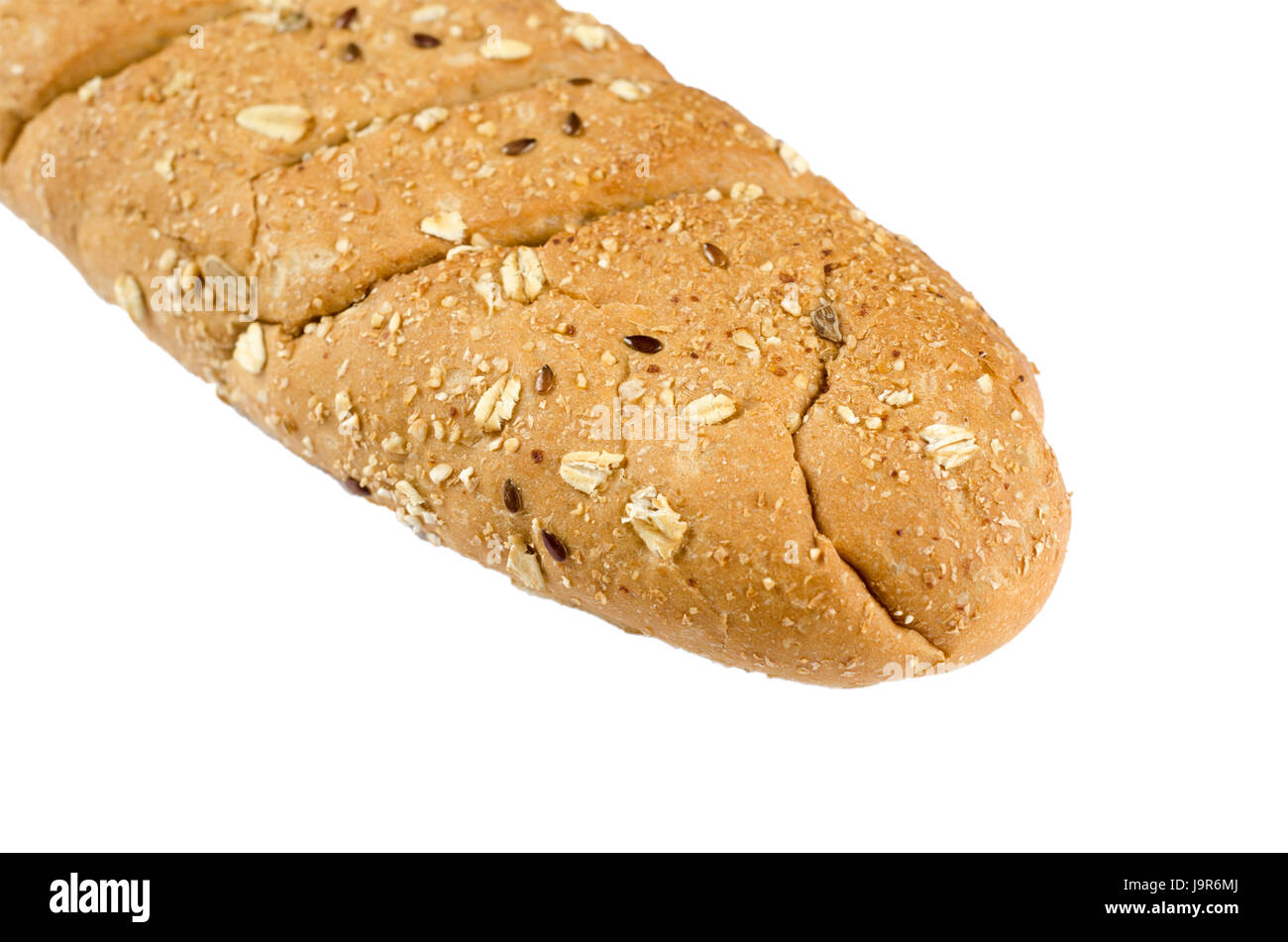 long loaf multigrain bread isolated on white background Stock Photo - Alamy