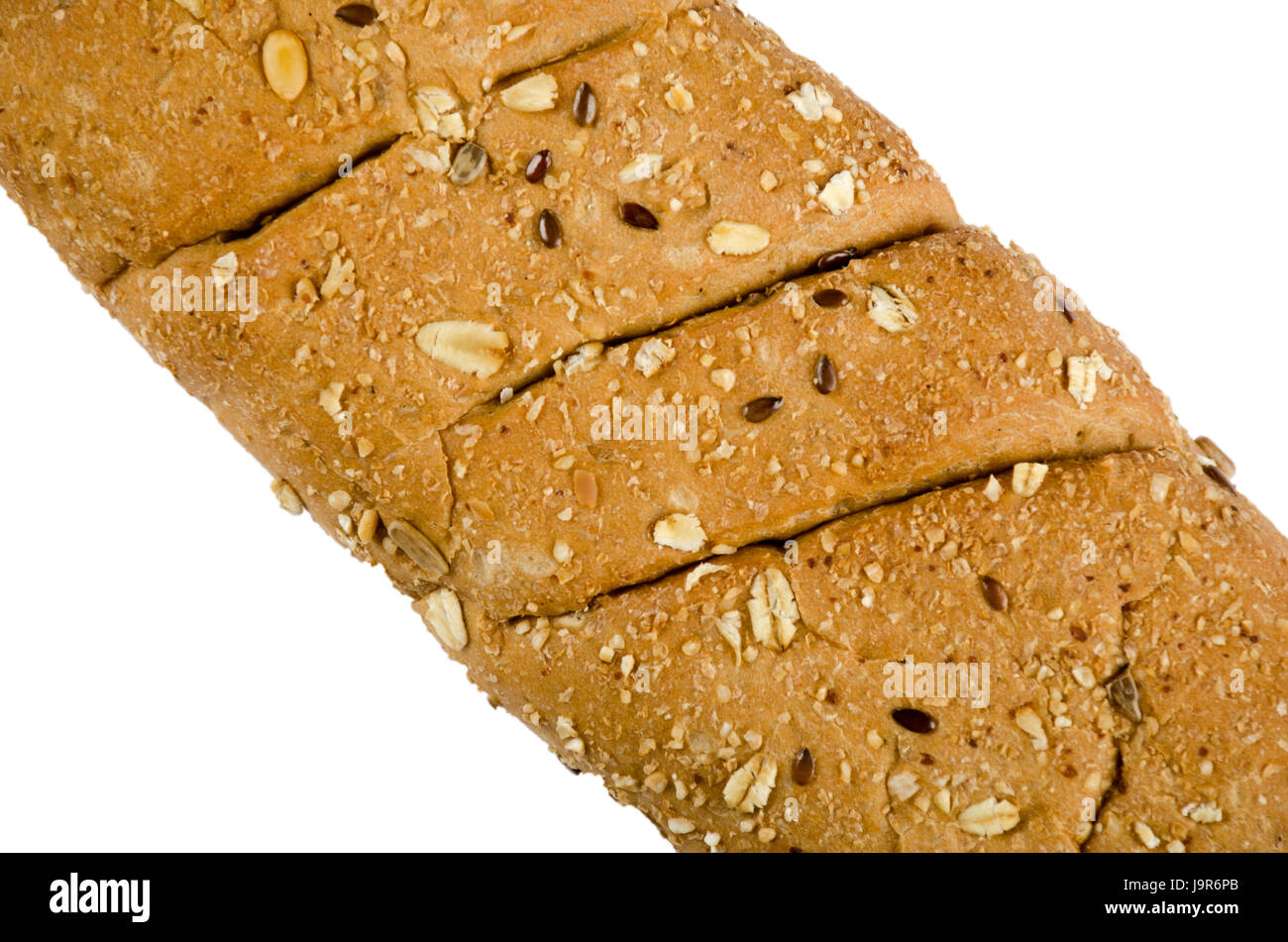 long loaf multigrain bread isolated on white background Stock Photo - Alamy
