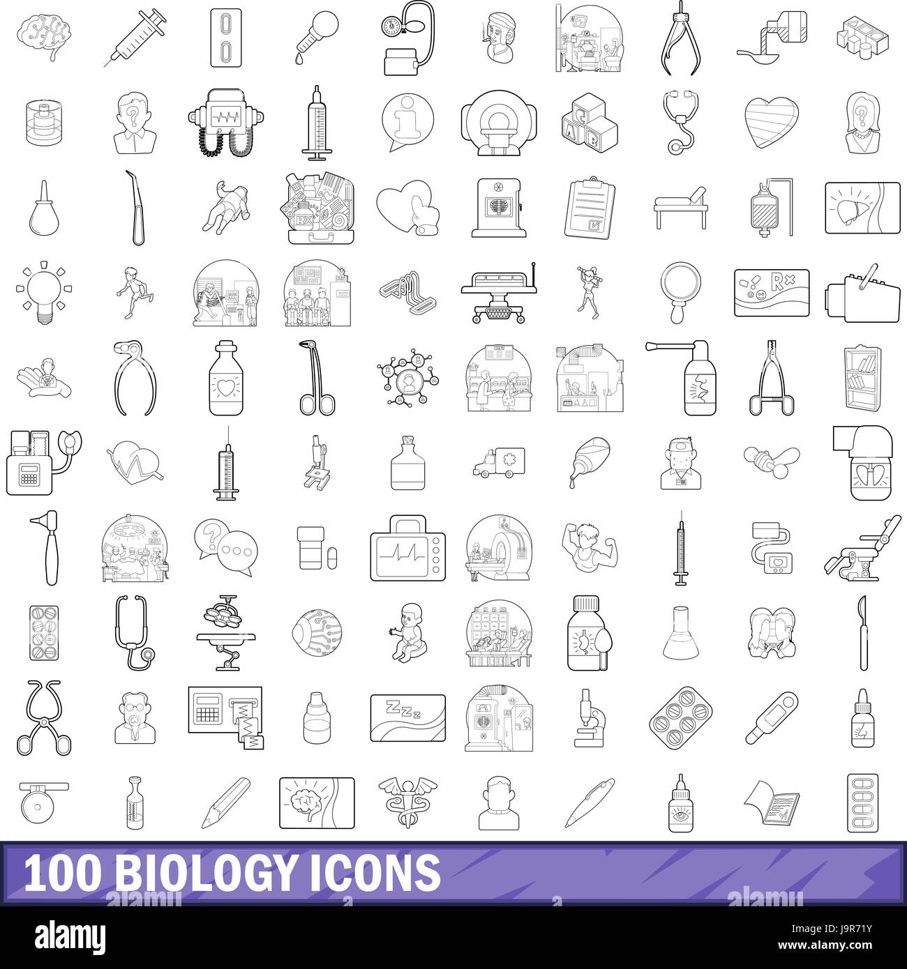 100 biology icons set, outline style Stock Vector Image & Art - Alamy