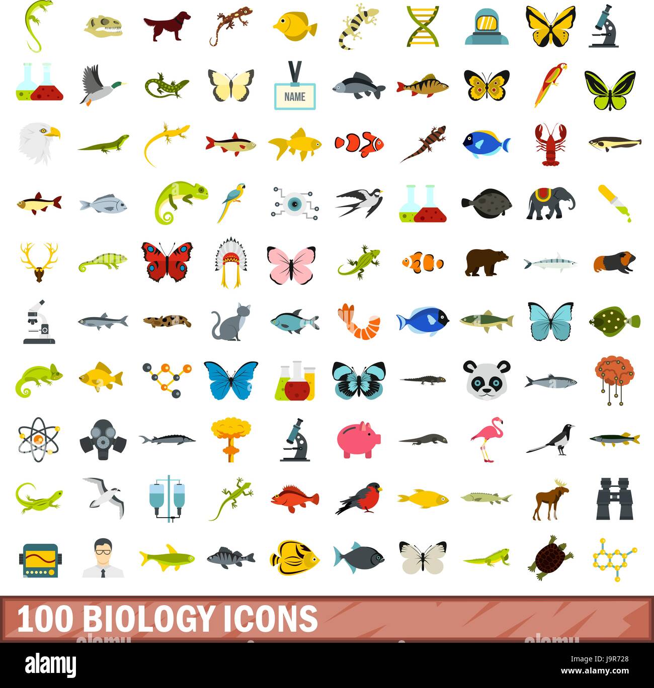 100 biology icons set, flat style Stock Vector Image & Art - Alamy