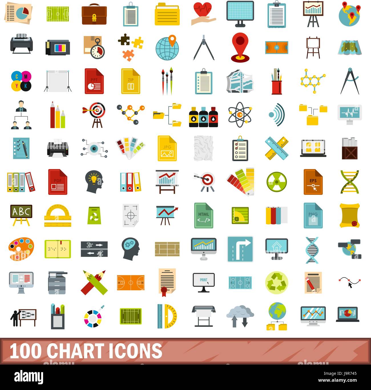 100 chart icons set, flat style Stock Vector Image & Art - Alamy