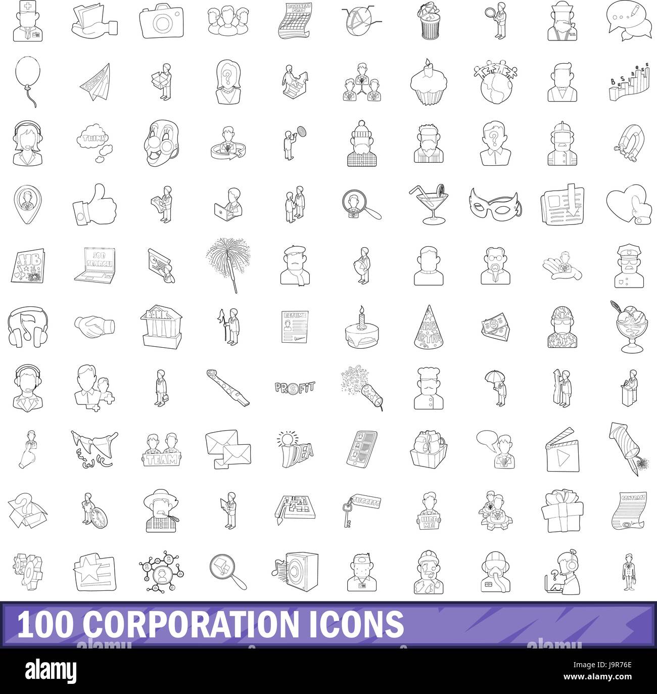 100 corporation icons set, outline style Stock Vector Image & Art - Alamy