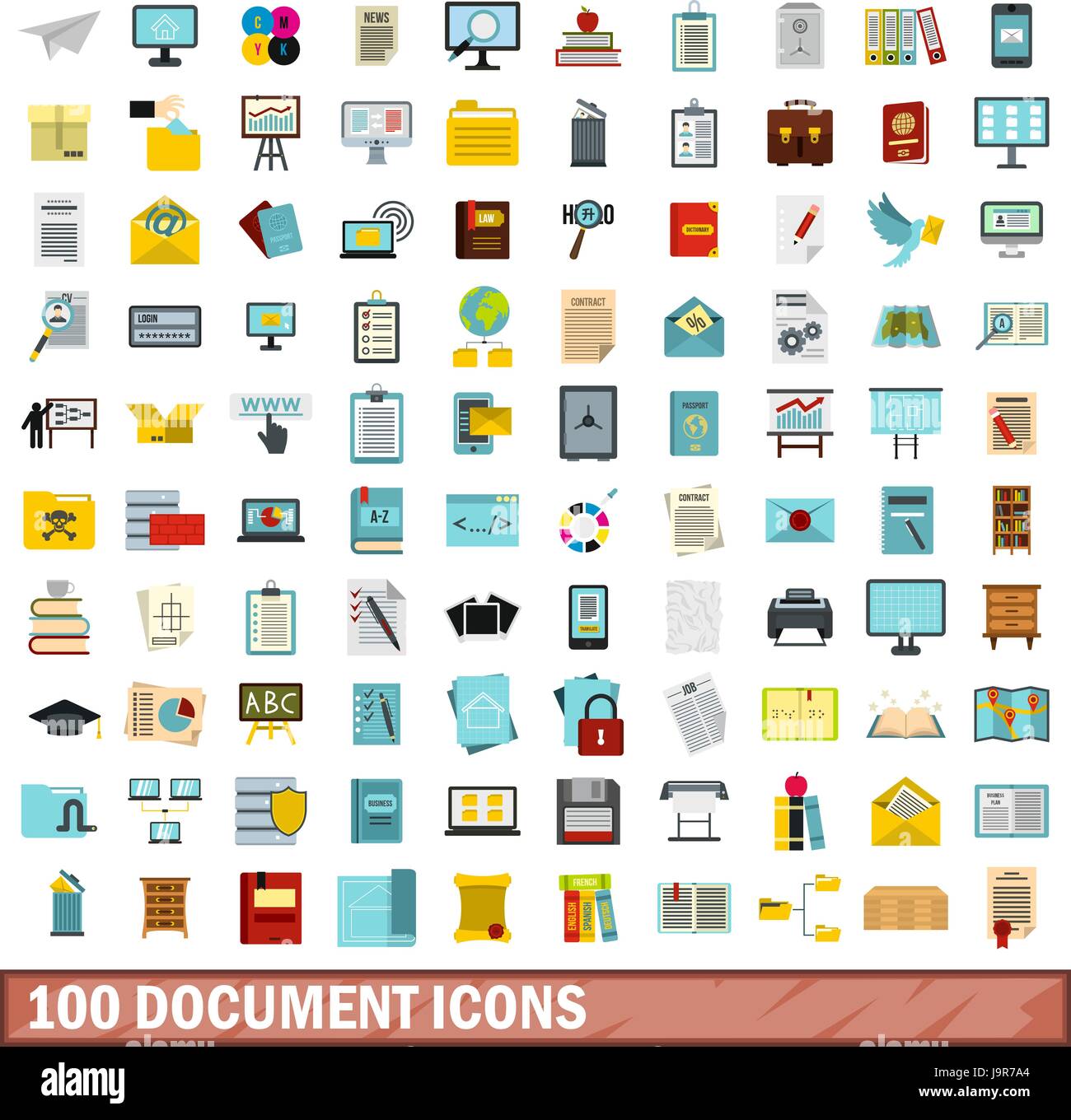 100 document icons set, flat style Stock Vector Image & Art - Alamy