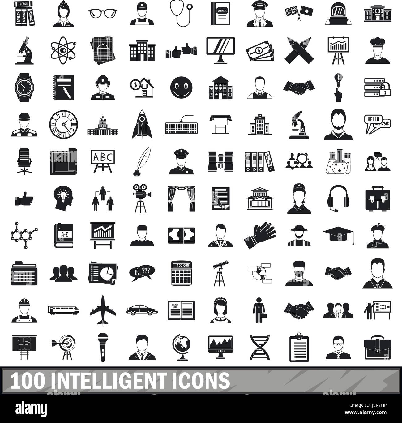 100 intelligent icons set, simple style Stock Vector Image & Art - Alamy