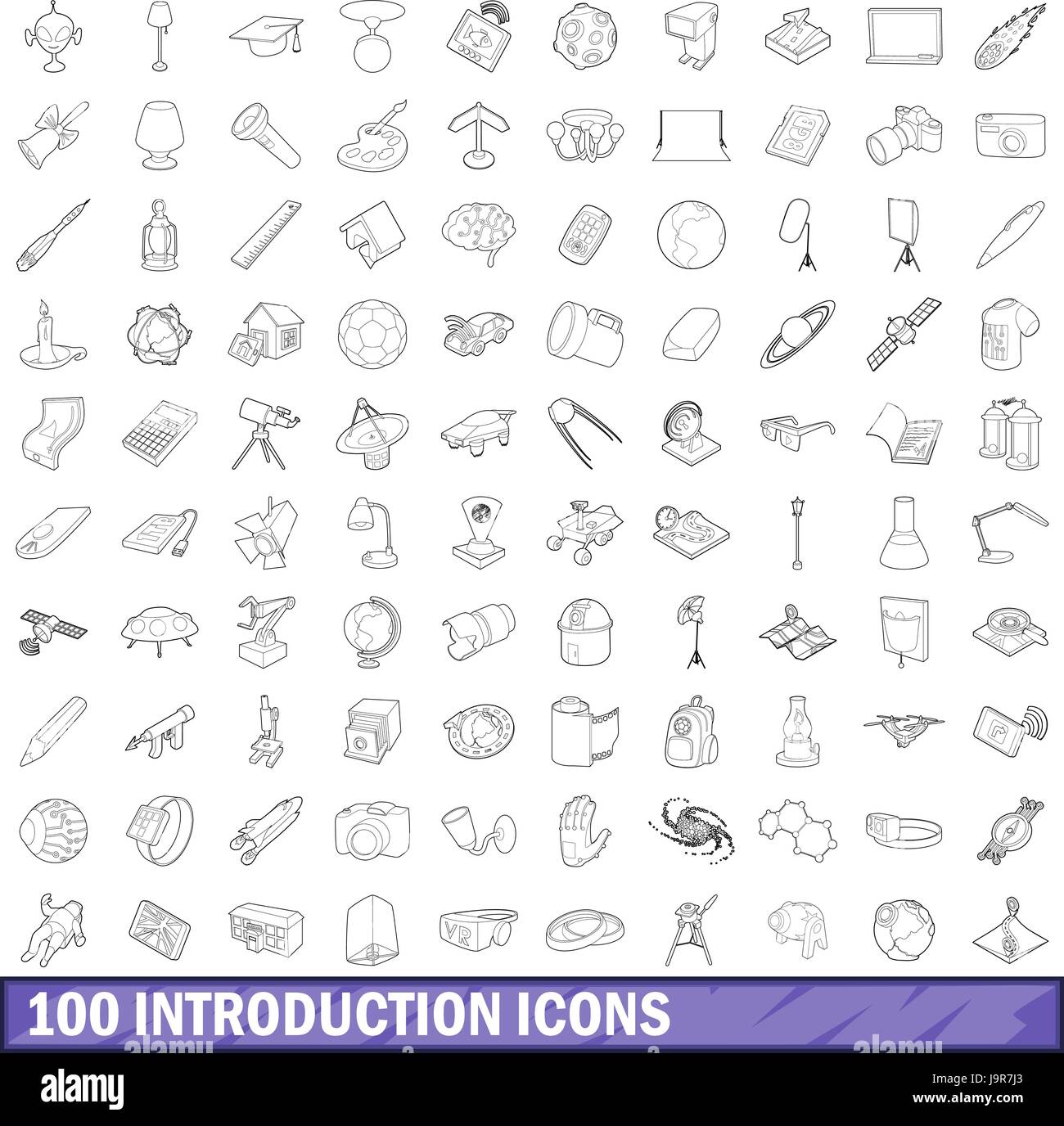 100 introduction icons set, outline style Stock Vector Image & Art - Alamy