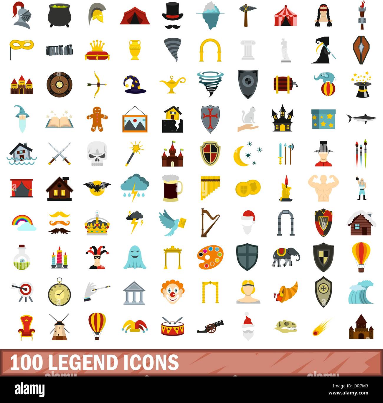 100 legend icons set, flat style Stock Vector Image & Art - Alamy