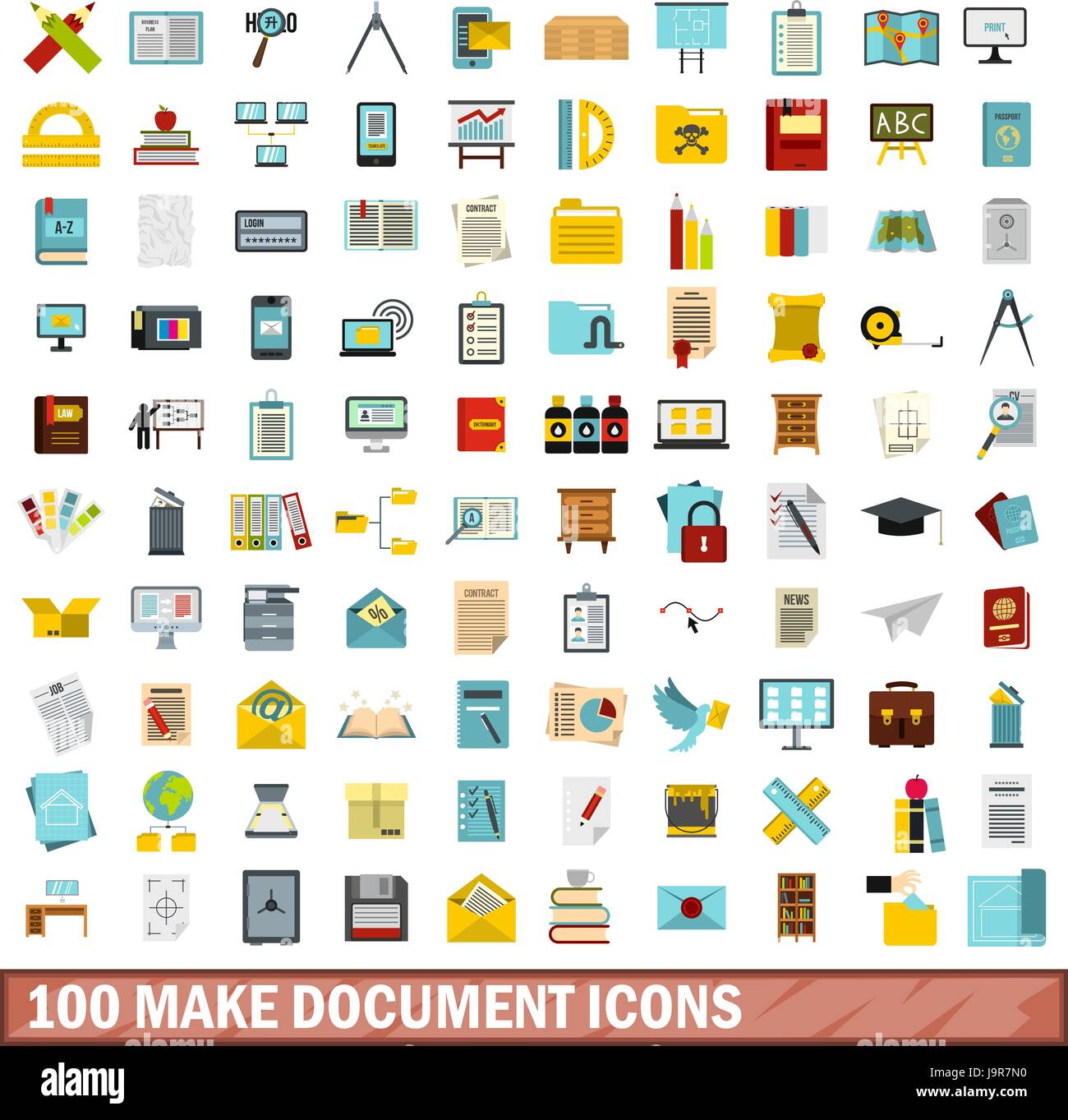 100 make document icons set, flat style Stock Vector Image & Art - Alamy