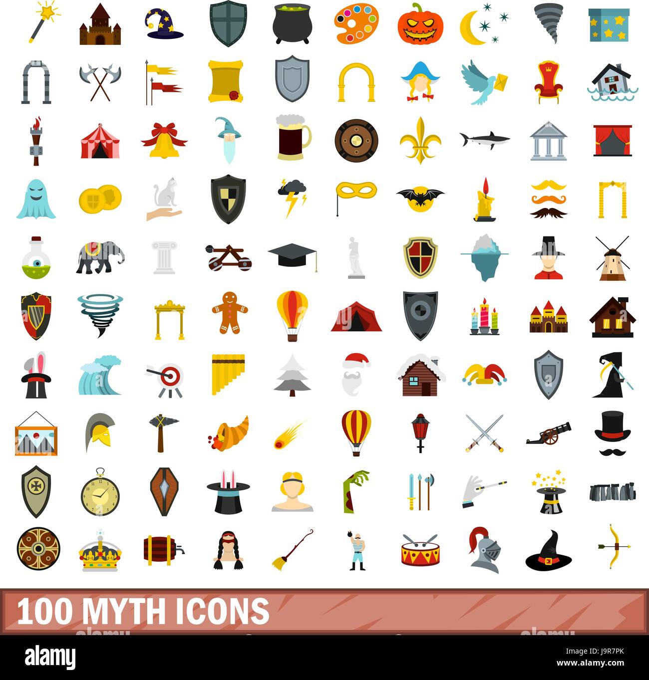 100 myth icons set, flat style Stock Vector Image & Art - Alamy