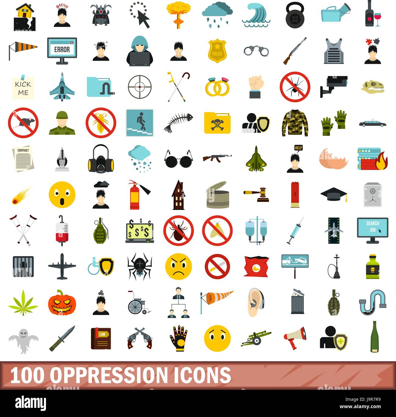 100 oppression icons set, flat style Stock Vector Image & Art - Alamy