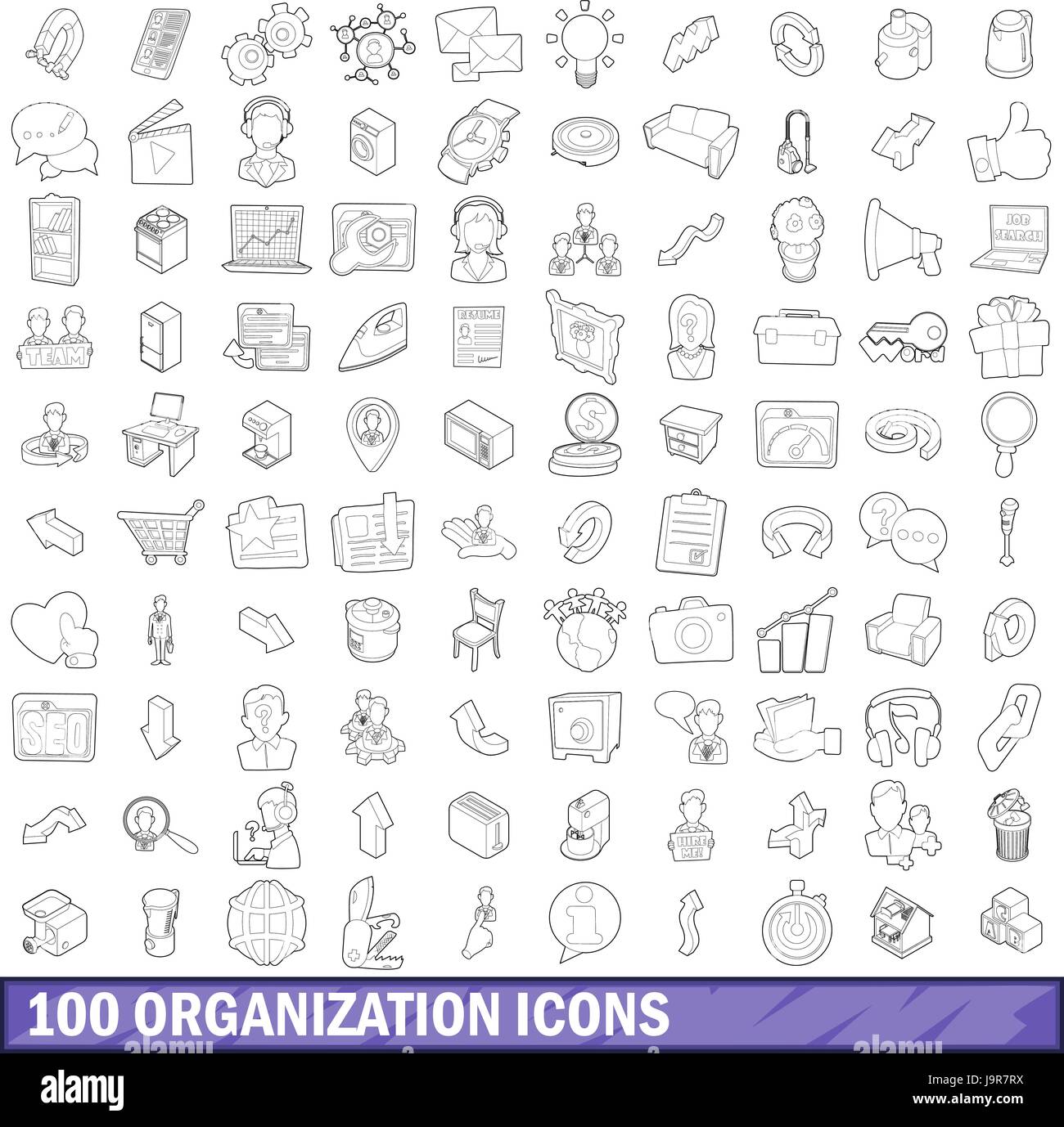 100 organization icons set, outline style Stock Vector Image & Art - Alamy